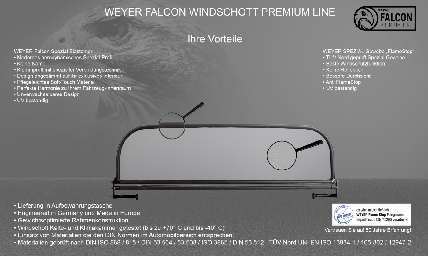 WEYER FALCON Premium Wind Deflector for BMW MINI R52 + R57 Convertible ...